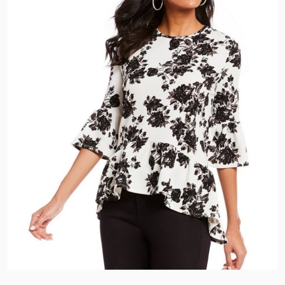 Chelsea & Theodore | Tops | Flared Sleeve Peplum Top | Poshmark